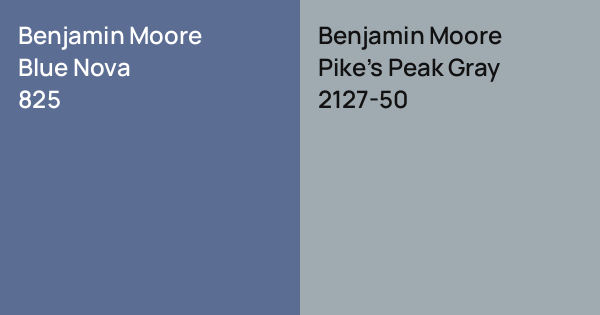 Benjamin Moore Blue Nova vs. Benjamin Moore Pike's Peak Gray comparison