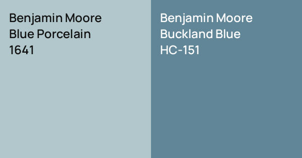 Benjamin Moore Blue Porcelain vs. Benjamin Moore Buckland Blue comparison