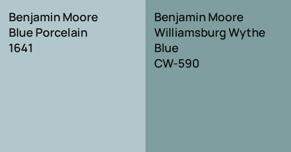 Benjamin Moore Blue Porcelain vs. Benjamin Moore Williamsburg Wythe ...