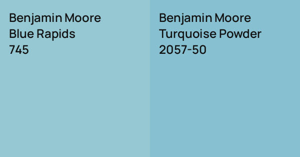 Benjamin Moore Blue Rapids vs. Benjamin Moore Turquoise Powder comparison