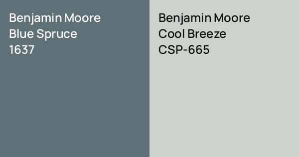 Benjamin Moore Blue Spruce vs. Benjamin Moore Cool Breeze comparison