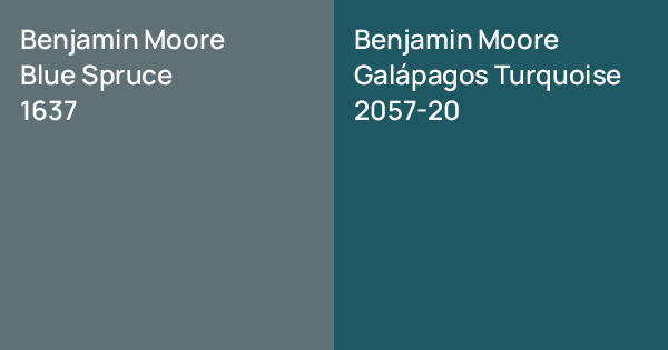 Benjamin Moore Blue Spruce vs. Benjamin Moore Galápagos Turquoise ...