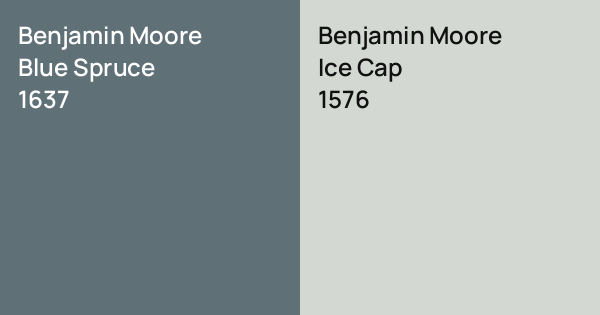 Benjamin Moore Blue Spruce vs. Benjamin Moore Ice Cap comparison