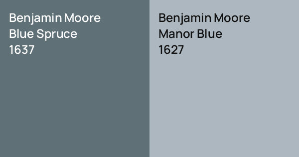 Benjamin Moore Blue Spruce vs. Benjamin Moore Manor Blue comparison