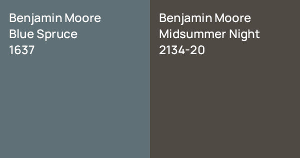 Benjamin Moore Blue Spruce vs. Benjamin Moore Midsummer Night comparison