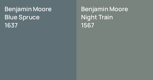 Benjamin Moore Blue Spruce vs. Benjamin Moore Night Train comparison