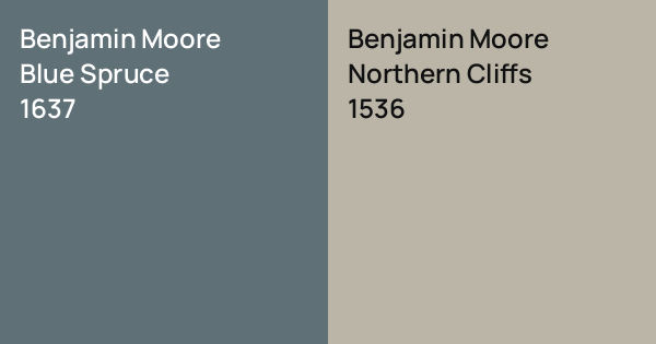 Benjamin Moore Blue Spruce vs. Benjamin Moore Northern Cliffs comparison