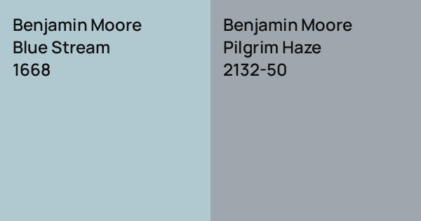Benjamin Moore Blue Stream vs. Benjamin Moore Pilgrim Haze comparison