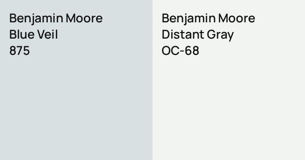 Benjamin Moore Blue Veil vs. Benjamin Moore Distant Gray comparison