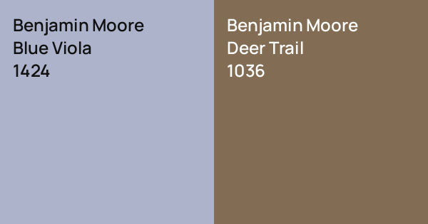 Benjamin Moore Blue Viola vs. Benjamin Moore Deer Trail comparison