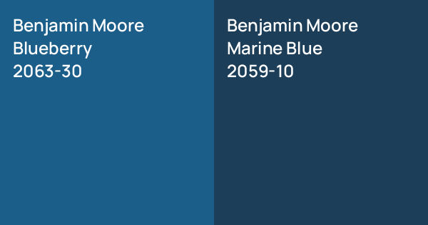 Benjamin Moore Blueberry vs. Benjamin Moore Marine Blue comparison