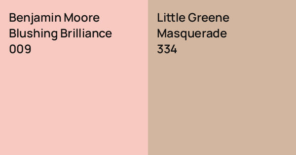 Benjamin Moore Blushing Brilliance vs. Little Greene Masquerade comparison