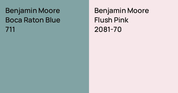 Benjamin Moore Boca Raton Blue vs. Benjamin Moore Flush Pink comparison