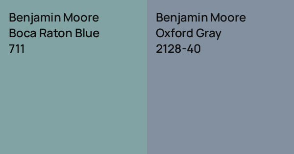Benjamin Moore Boca Raton Blue vs. Benjamin Moore Oxford Gray comparison