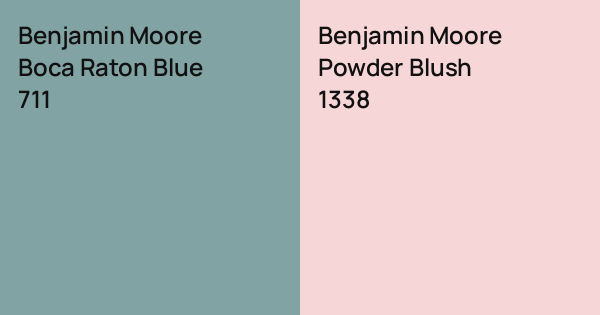 Benjamin Moore Boca Raton Blue vs. Benjamin Moore Powder Blush comparison