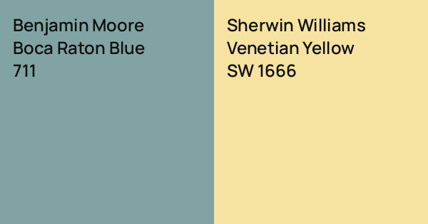 Benjamin Moore Boca Raton Blue vs. Sherwin Williams Venetian Yellow ...
