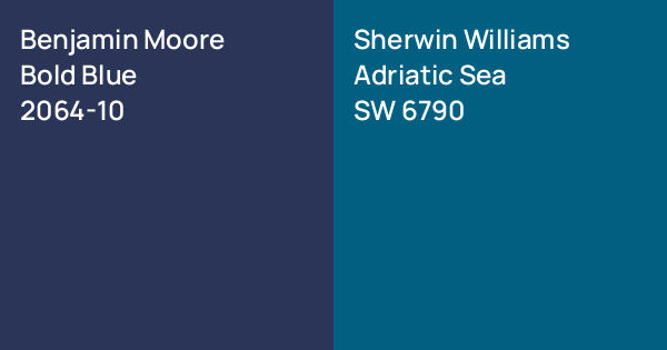 Benjamin Moore Bold Blue vs. Sherwin Williams Adriatic Sea comparison