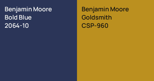 Benjamin Moore Bold Blue vs. Benjamin Moore Goldsmith comparison