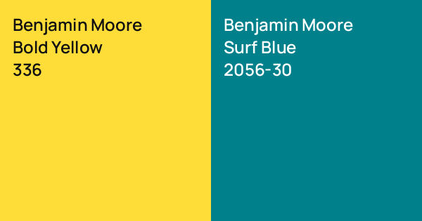 Benjamin Moore Bold Yellow vs. Benjamin Moore Surf Blue comparison