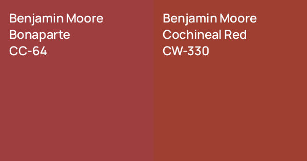 Benjamin Moore Bonaparte vs. Benjamin Moore Cochineal Red comparison