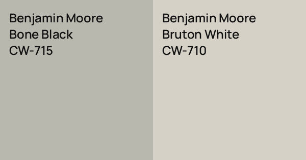 Benjamin Moore Bone Black vs. Benjamin Moore Bruton White comparison