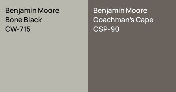 Benjamin Moore Bone Black vs. Benjamin Moore Coachman's Cape comparison