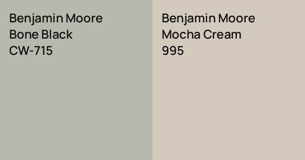 Benjamin Moore Bone Black vs. Benjamin Moore Mocha Cream comparison