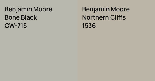 Benjamin Moore Bone Black vs. Benjamin Moore Northern Cliffs comparison
