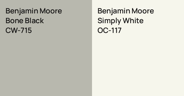 Benjamin Moore Bone Black vs. Benjamin Moore Simply White comparison