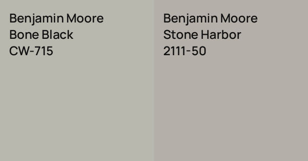 Benjamin Moore Bone Black vs. Benjamin Moore Stone Harbor comparison