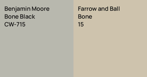 Benjamin Moore Bone Black vs. Farrow and Ball Bone comparison