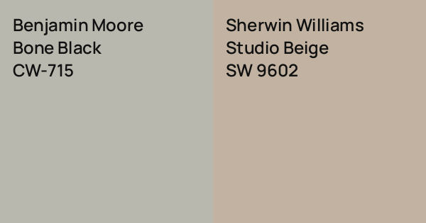 Benjamin Moore Bone Black vs. Sherwin Williams Studio Beige comparison
