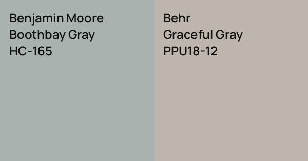 Benjamin Moore Boothbay Gray vs. Behr Graceful Gray comparison