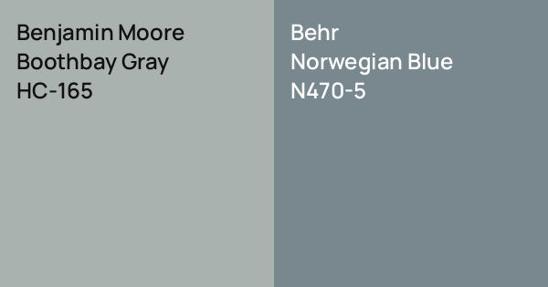 Benjamin Moore Boothbay Gray vs. Behr Norwegian Blue comparison