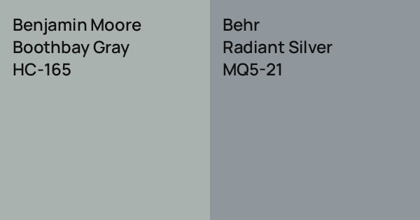 Benjamin Moore Boothbay Gray vs. Behr Radiant Silver comparison