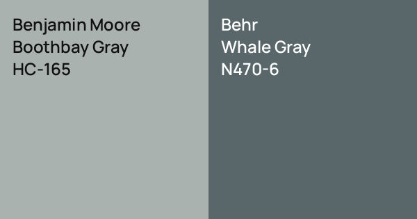 Benjamin Moore Boothbay Gray vs. Behr Whale Gray comparison