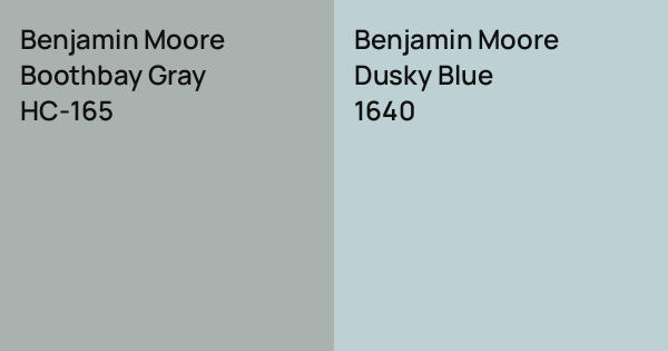 Benjamin Moore Boothbay Gray vs. Benjamin Moore Dusky Blue comparison