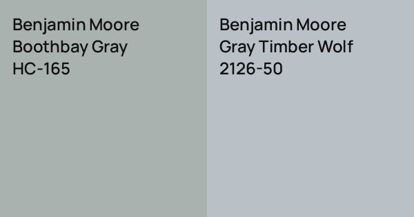Benjamin Moore Boothbay Gray vs. Benjamin Moore Gray Timber Wolf comparison