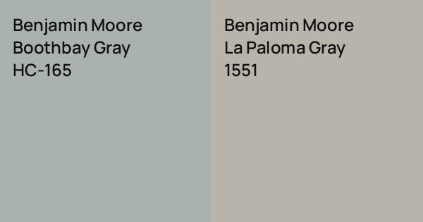 Benjamin Moore Boothbay Gray vs. Benjamin Moore La Paloma Gray comparison