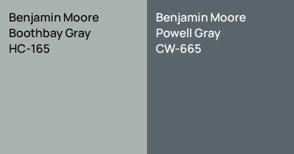 Benjamin Moore Boothbay Gray vs. Benjamin Moore Powell Gray comparison