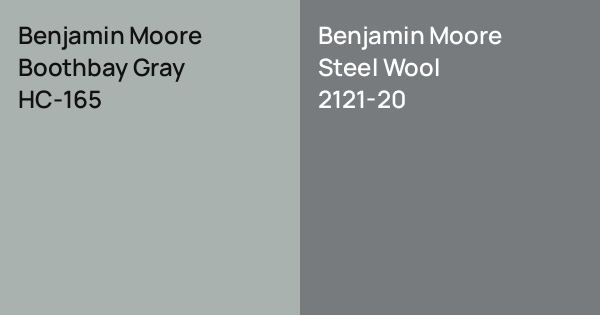 Benjamin Moore Boothbay Gray vs. Benjamin Moore Steel Wool comparison
