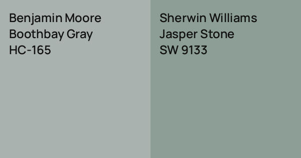 Benjamin Moore Boothbay Gray vs. Sherwin Williams Jasper Stone comparison