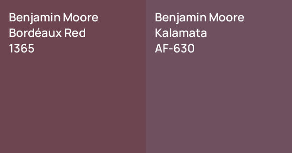 Benjamin Moore Bordéaux Red vs. Benjamin Moore Kalamata comparison