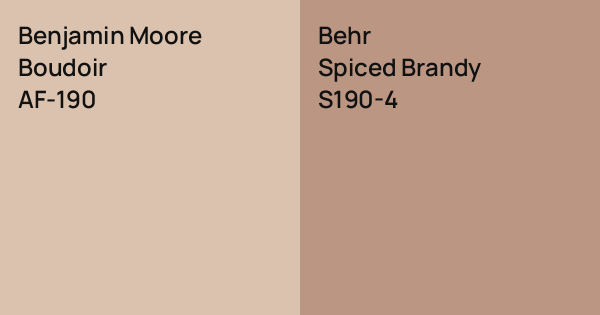 Benjamin Moore Boudoir vs. Behr Spiced Brandy comparison