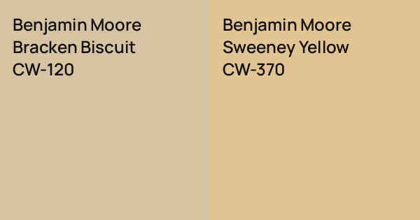 Benjamin Moore Bracken Biscuit vs. Benjamin Moore Sweeney Yellow comparison