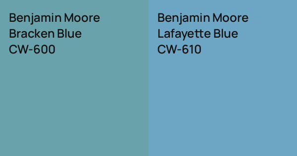 Benjamin Moore Bracken Blue vs. Benjamin Moore Lafayette Blue comparison