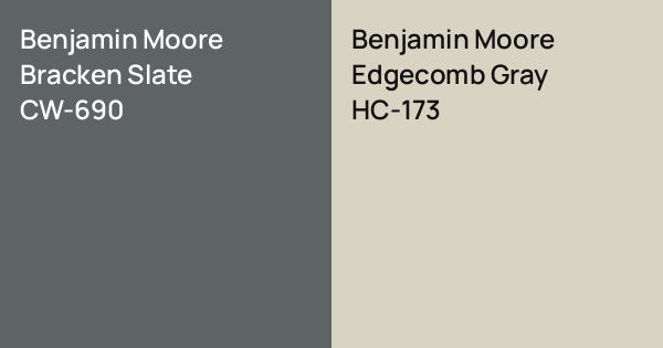 Benjamin Moore Bracken Slate vs. Benjamin Moore Edgecomb Gray comparison