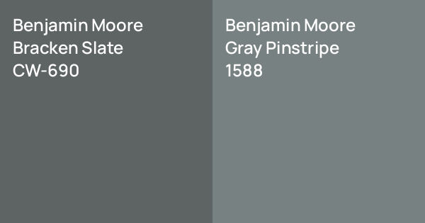 Benjamin Moore Bracken Slate vs. Benjamin Moore Gray Pinstripe comparison