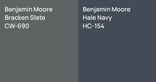 Benjamin Moore Bracken Slate vs. Benjamin Moore Hale Navy comparison