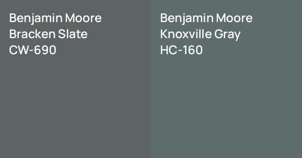 Benjamin Moore Bracken Slate vs. Benjamin Moore Knoxville Gray comparison